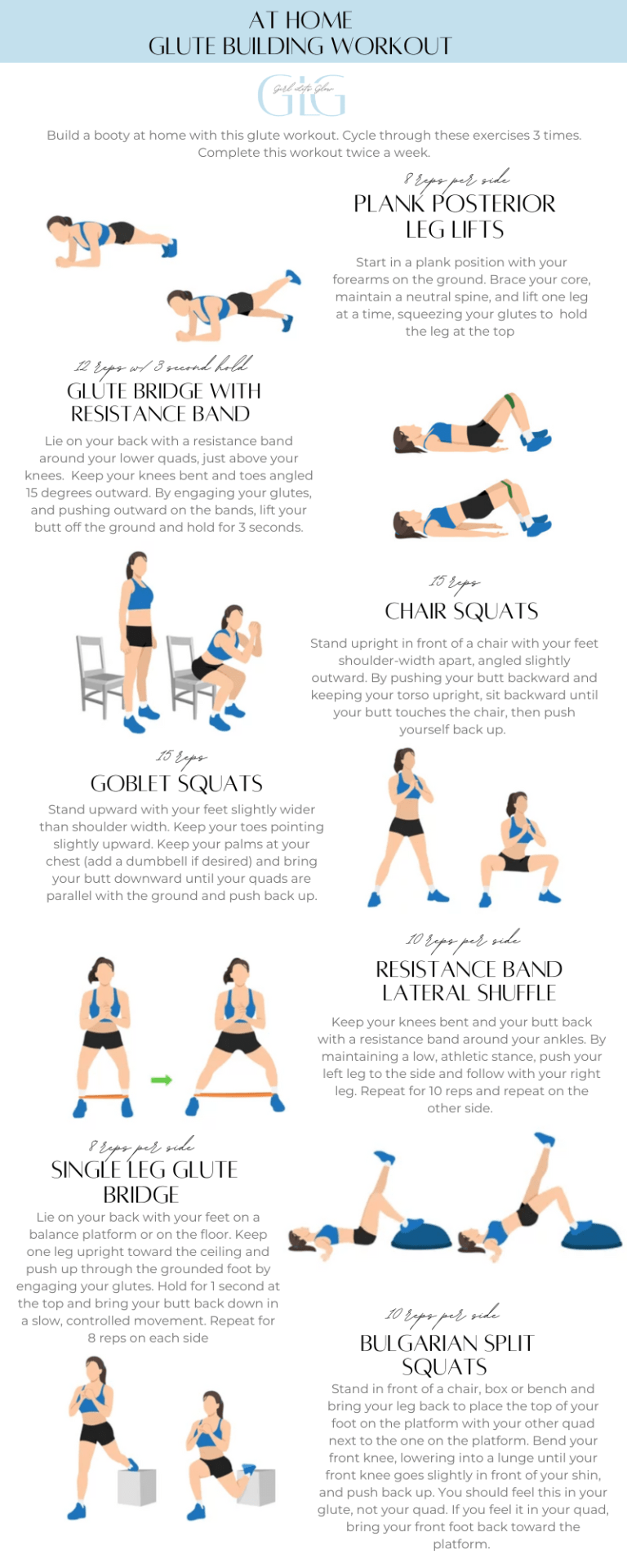 At Home Glute Building Workout Plan With Pdf Girl Let S Glow
